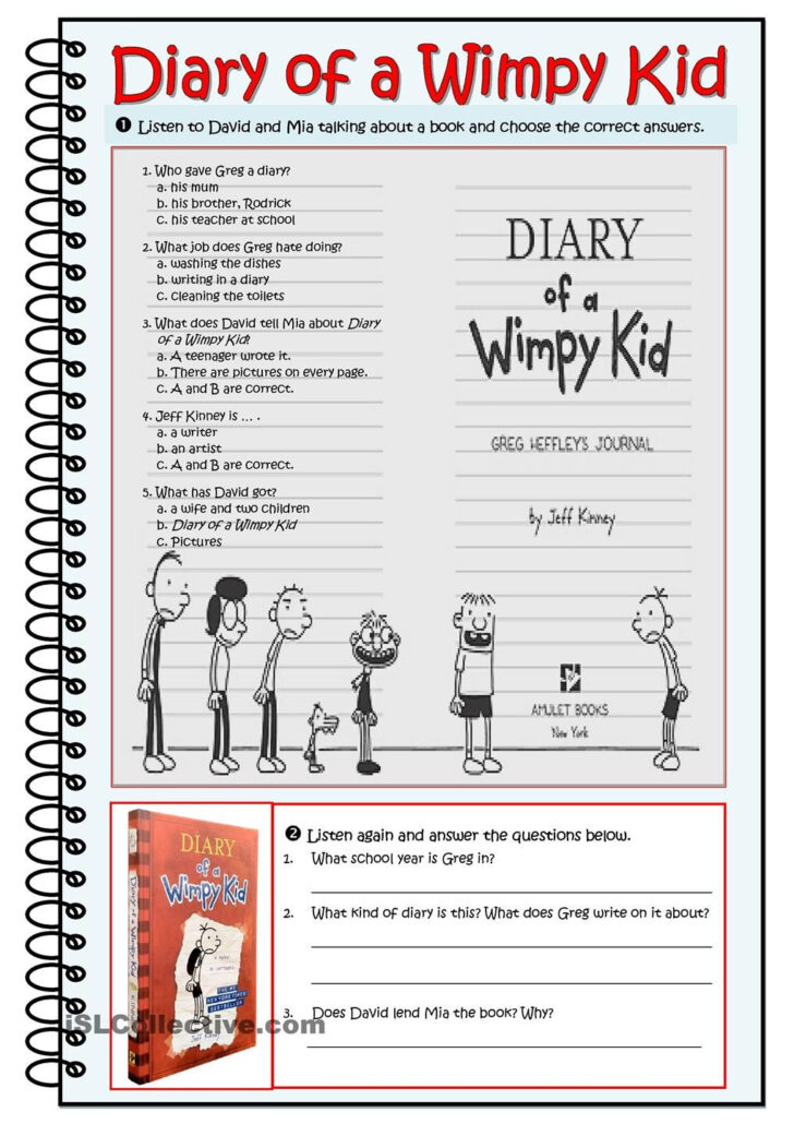 Diary Of A Wimpy Kid Printable Worksheets-159 | Lyana Worksheets