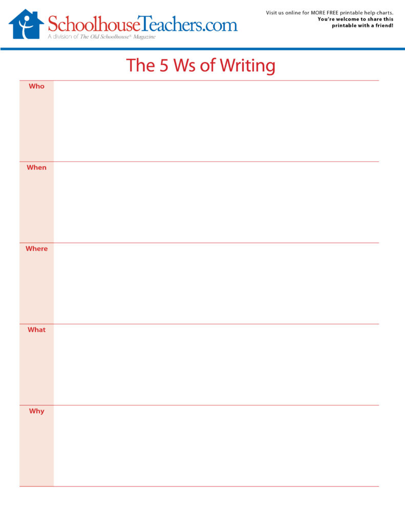 Free Printable 5 Ws Worksheets | Lyana Worksheets