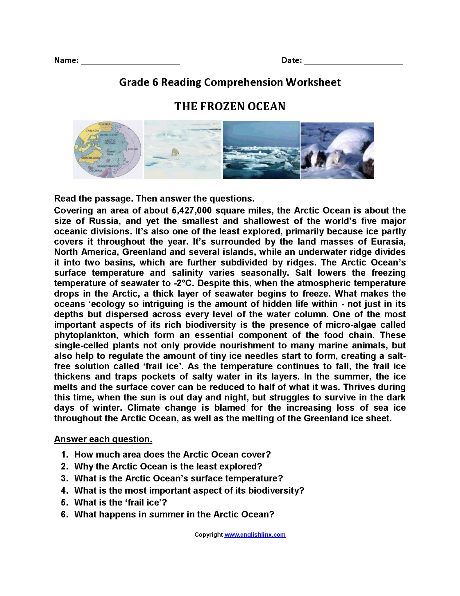 Free Printable 6th Grade Reading Worksheets-159 | Lyana Worksheets