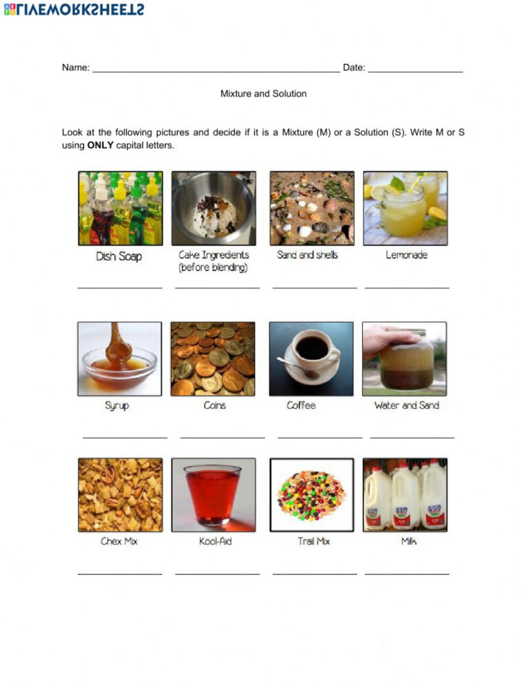 Free Printable Worksheets On Mixtures And Solutions-159 | Lyana Worksheets