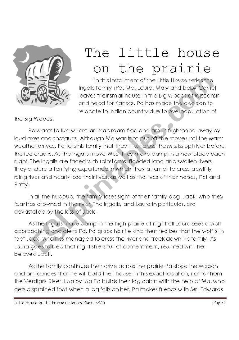 Little House On The Prairie Printable Worksheets-159 | Lyana Worksheets