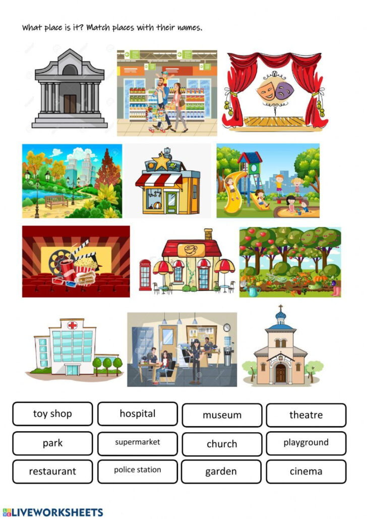 Places In Town Worksheets Printables PDF-159 | Lyana Worksheets