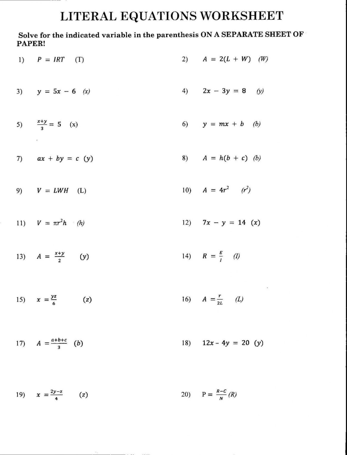 Printable College Math Worksheets-159 | Lyana Worksheets