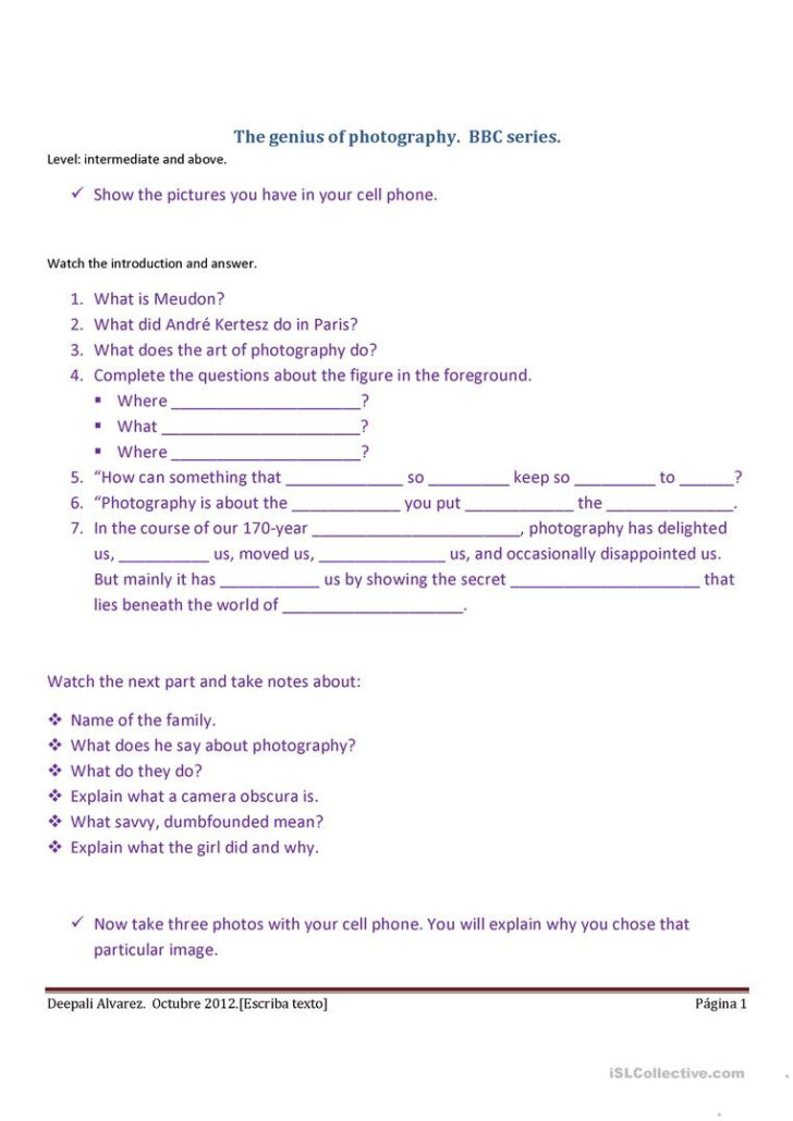 Printable Photography Worksheets-159 | Lyana Worksheets