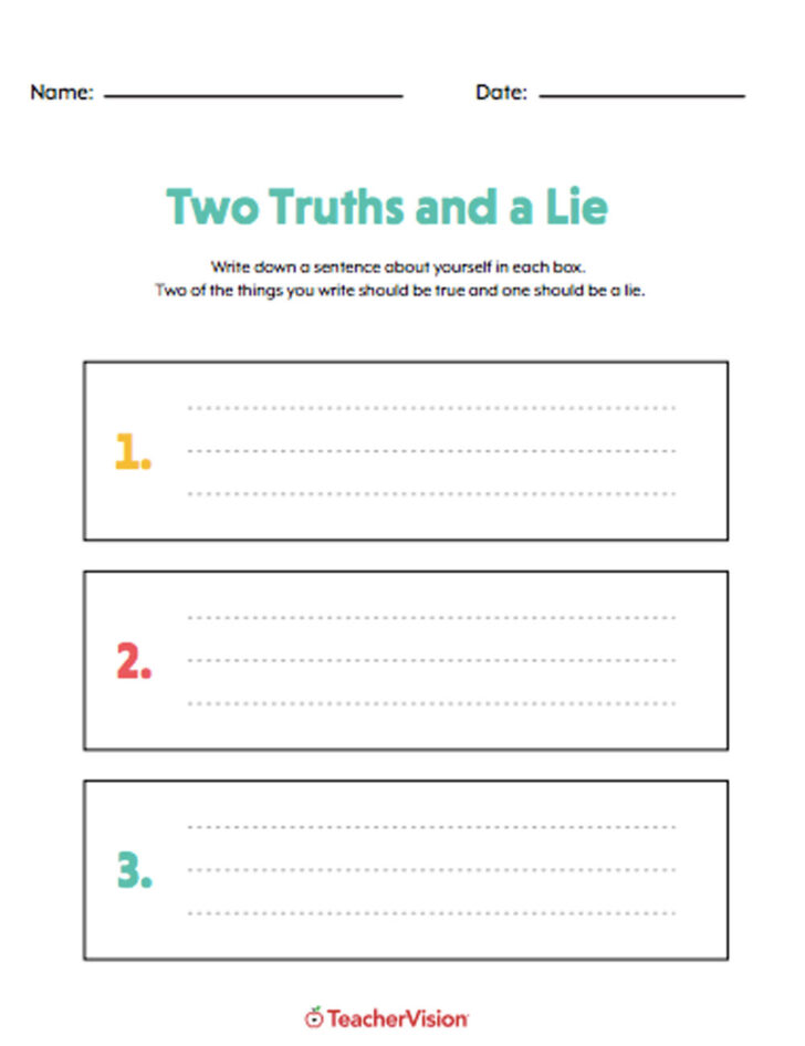 Two Truths And A Lie Worksheet Printable-159 | Lyana Worksheets