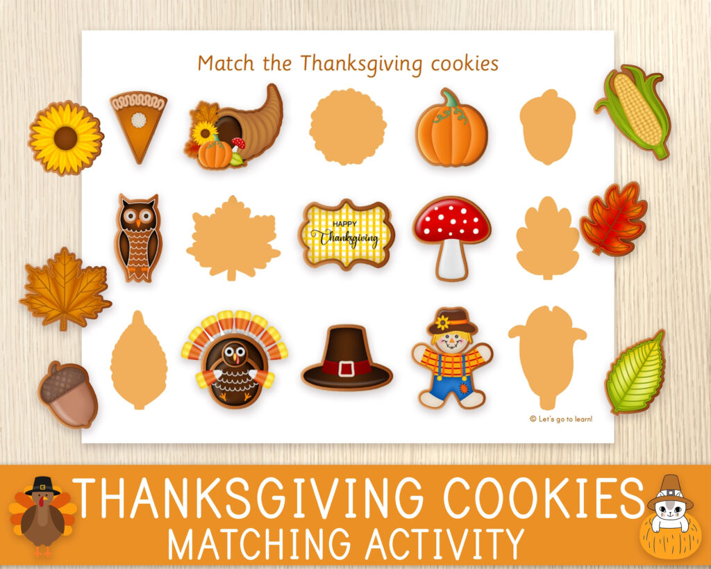 Thanksgiving Matching Worksheet | Lyana Worksheets