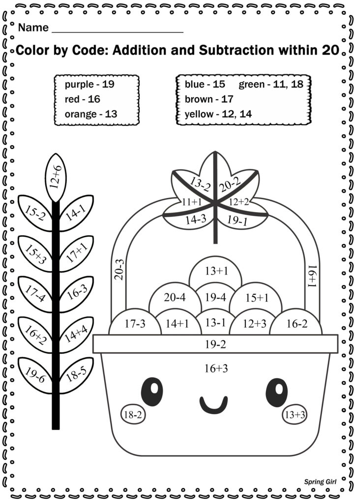 Thanksgiving Math Coloring Worksheets | Lyana Worksheets