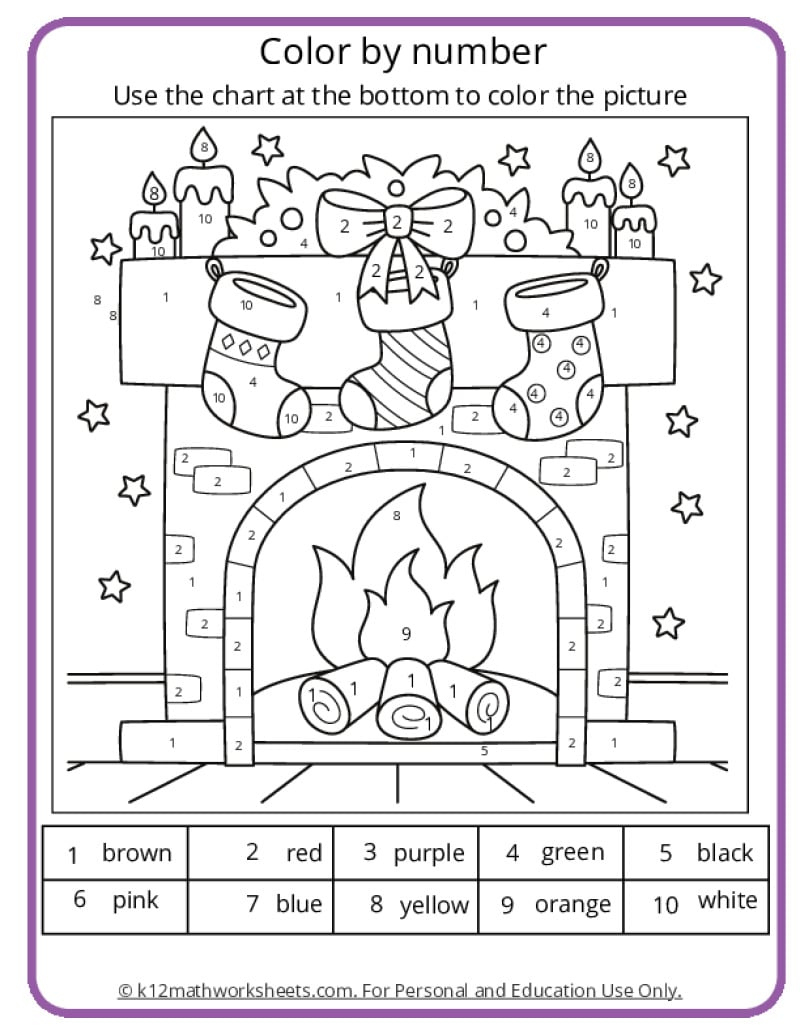 Color By Number Math Christmas Worksheets | Lyana Worksheets