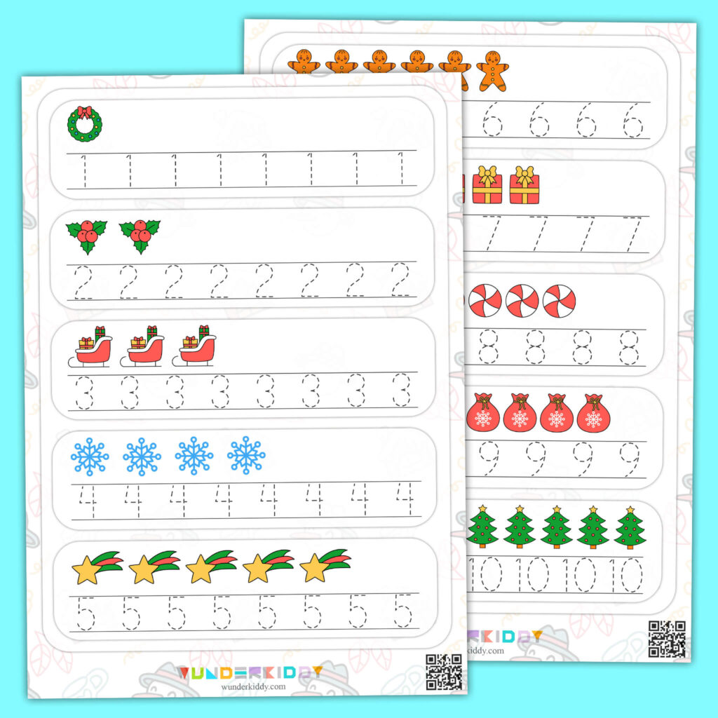 Christmas Number Tracing Worksheets | Lyana Worksheets